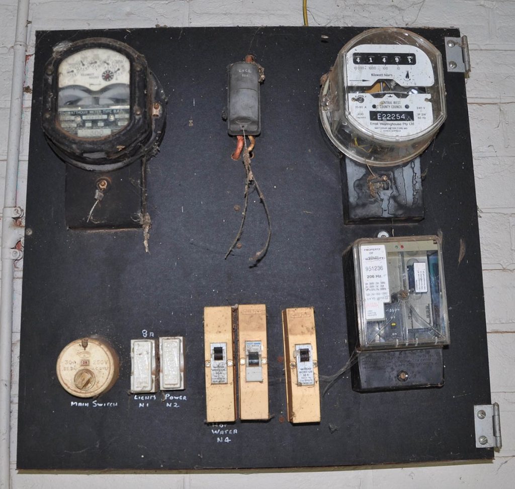Electrical fuse/meter board backing - Asbestos Product Guide