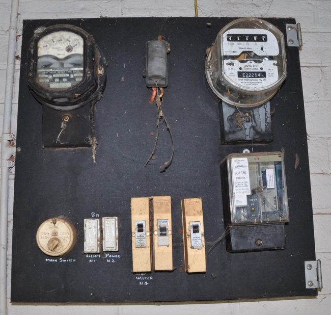 Electrical fuse/meter board backing - Asbestos Product Guide