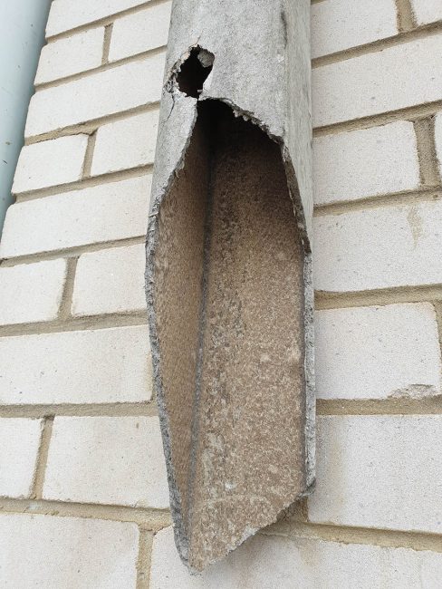 Asbestos cement downpipes, junctions and spreaders - Asbestos Product Guide