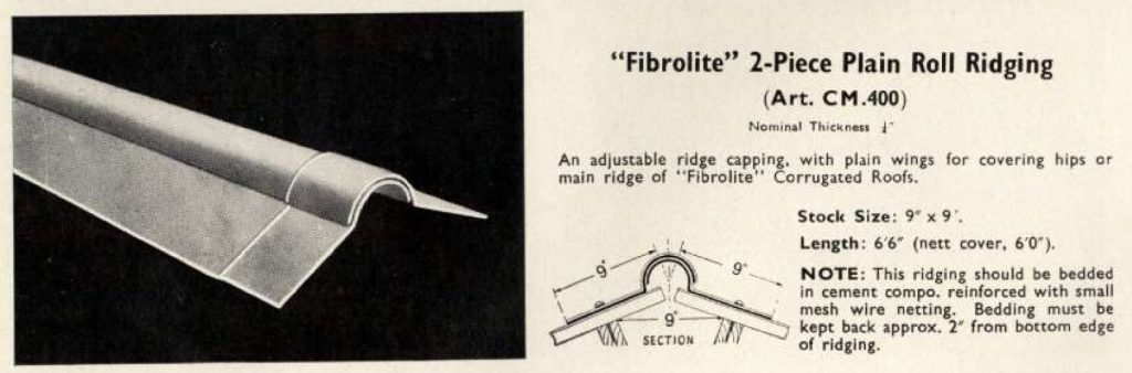 Asbestos cement ridge capping and gable ends - Asbestos Product Guide