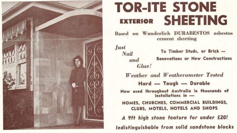 Imitation stone on asbestos cement sheeting - Asbestos Product Guide